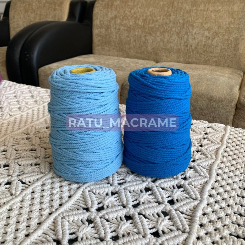 Jual Tali Katun Macrame BIRU 3MM 4MM 500GR 3PLY | Shopee Indonesia