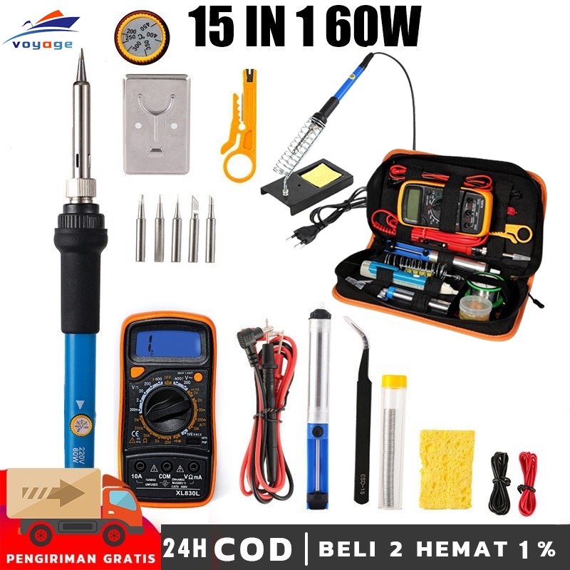 Jual Set 220V 60W Solder Listrik Lengkap dengan Multimeter Iron Tool Kit /Solder Listrik Murah ...