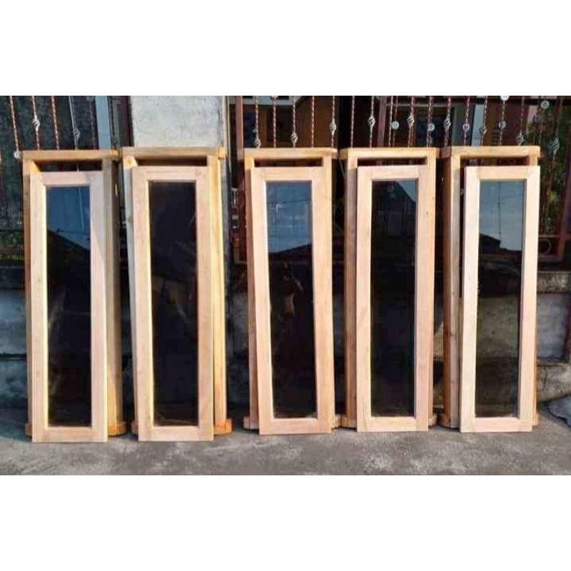 Jual Daun jendela kaca kayu mahoni 160 x 40 | Shopee Indonesia