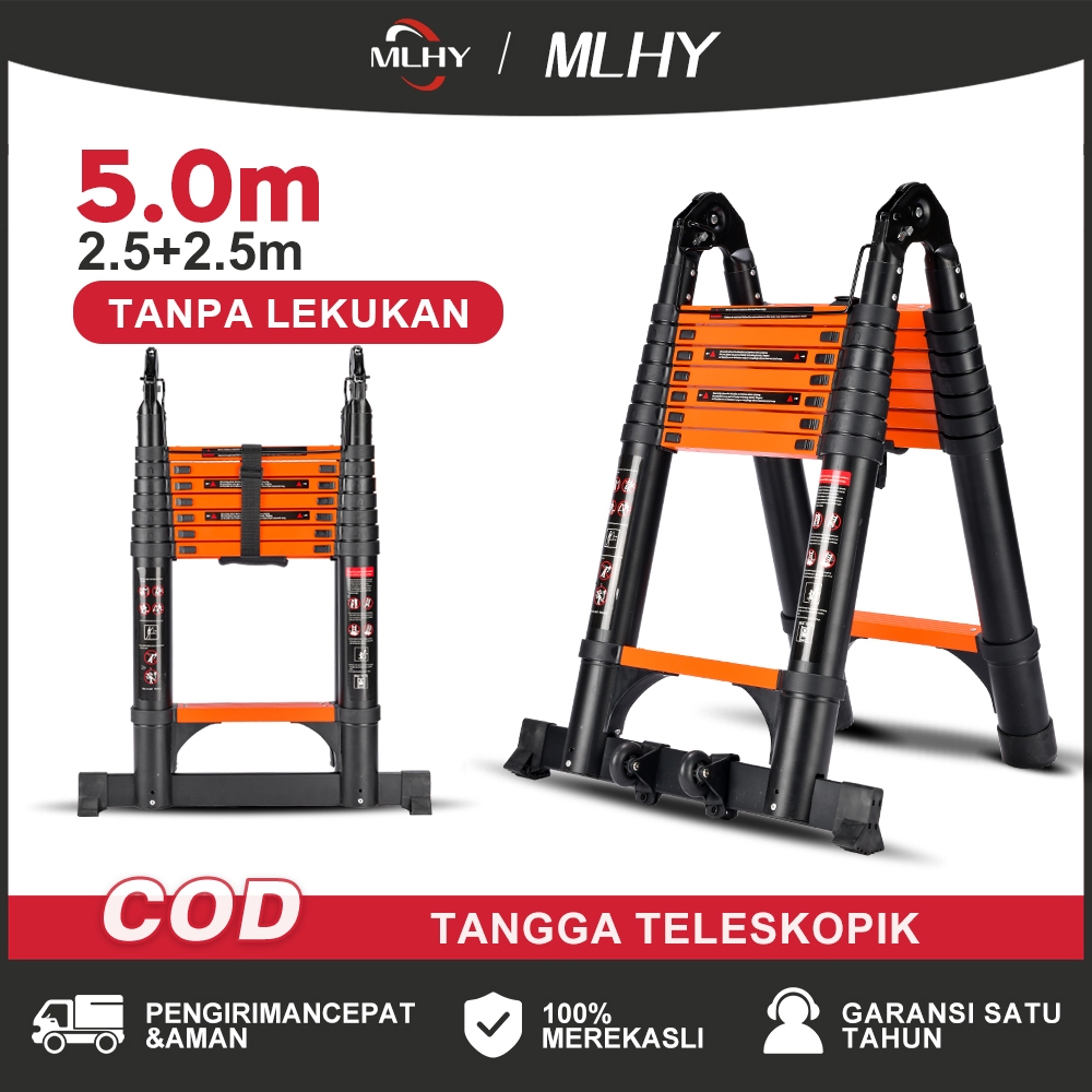 Jual MLHY Tangga Teleskopik tanpa lekukan（2.5+2.5）5M Aluminium Double ...