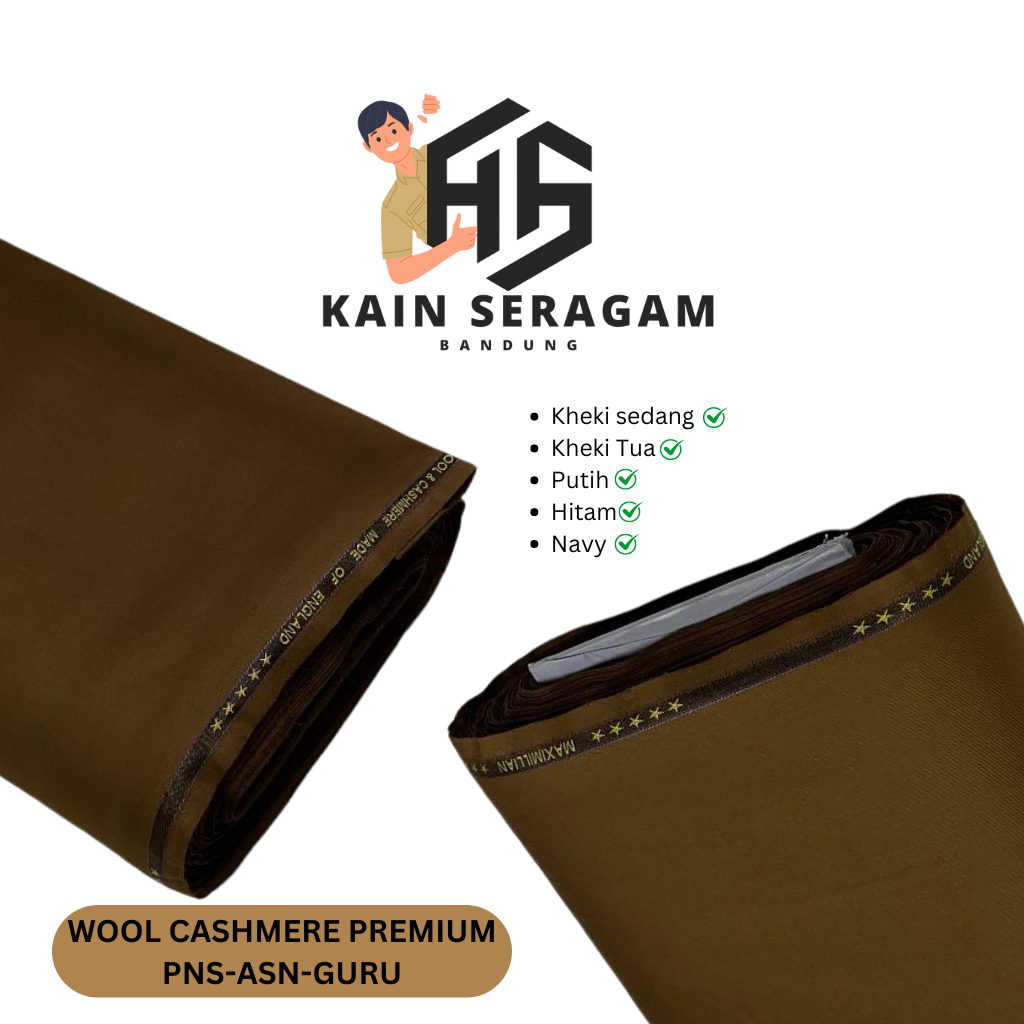 Jual BAHAN KAIN KHAKI PREMIUM WOOL AND CASHMERE / CATTON FULL DINAS PNS ...