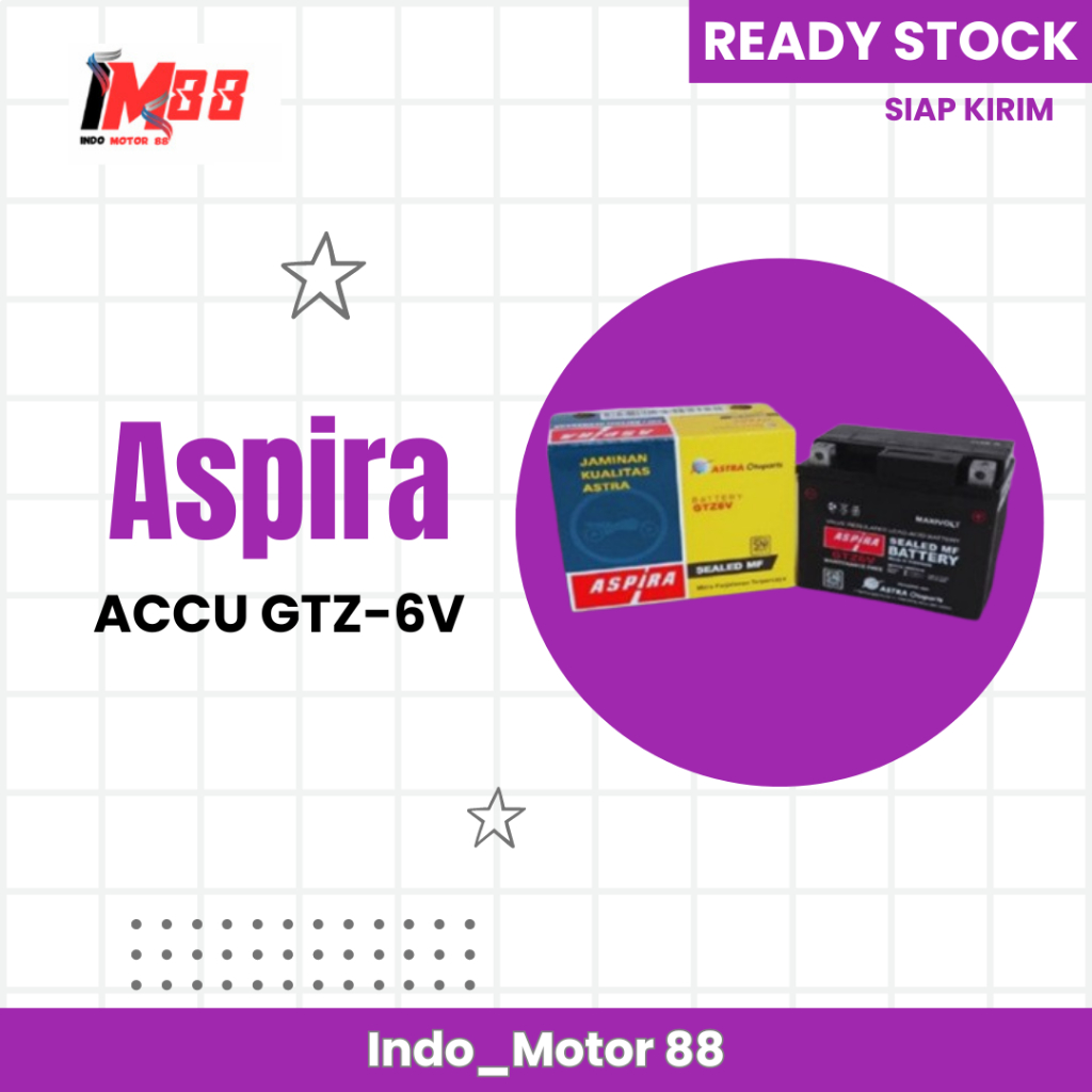 Jual Aki Motor ASPIRA GTZ-6V MF 100% ORIGINAL ASPIRA | Shopee Indonesia