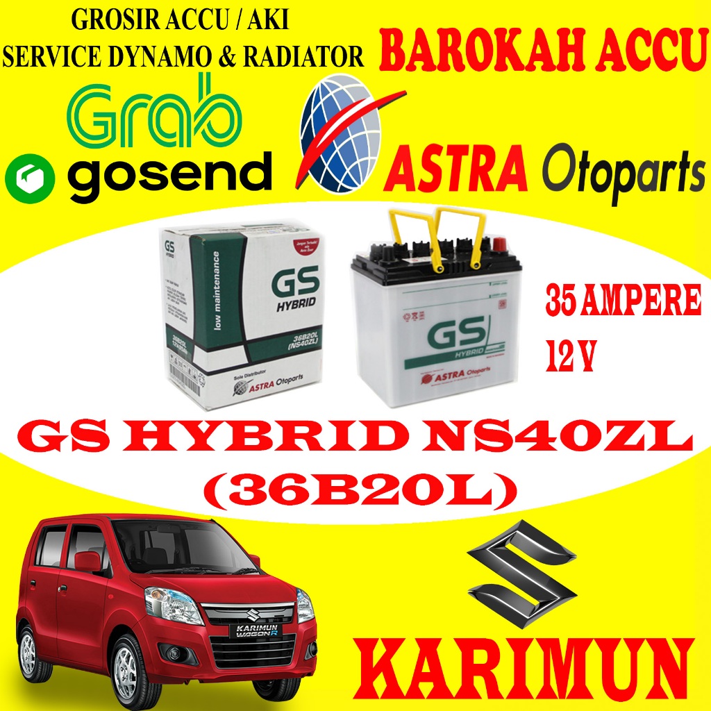 Jual AKI MOBIL SUZUKI KARIMUN GS HYBRID NS40ZL / 36B20L, 35 AH ASTRA OTOPARTS | Shopee Indonesia