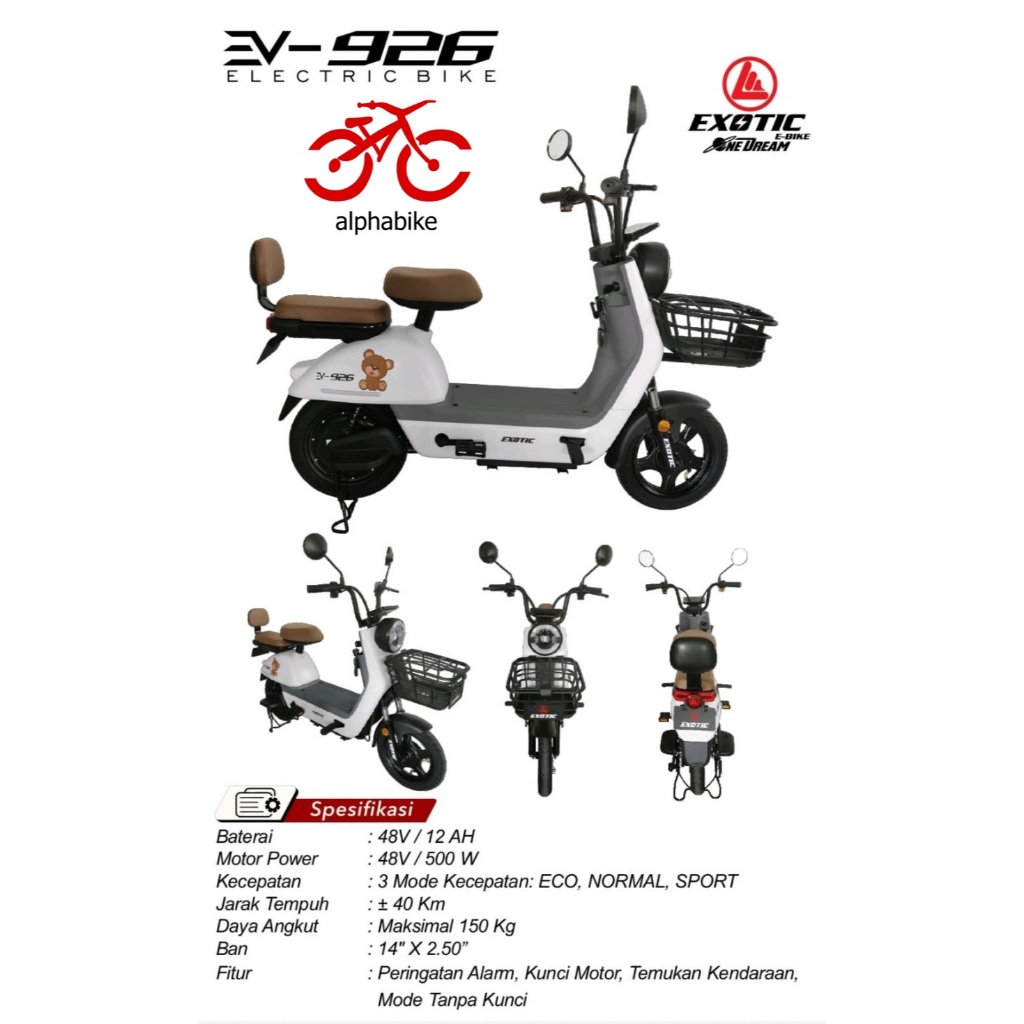 Jual SEPEDA LISTRIK EXOTIC EV-926 || EV-922 E-BIKE | Shopee Indonesia