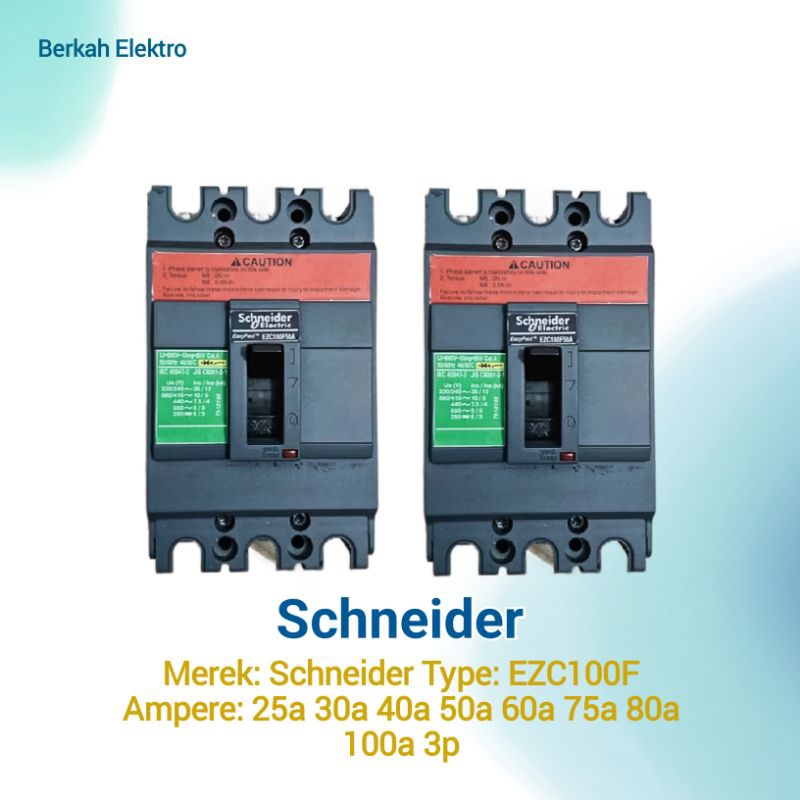 Jual MCCB Breaker Schneider EZC100F 25a 30a 40a 50a 60a 75a 80a 100a 3p | Shopee Indonesia