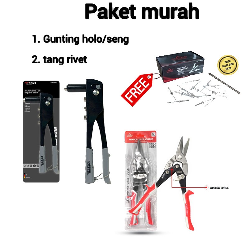 Jual PAKET tang rivet + gunting holo // Tang Rivet Dan Gunting Hollow ...
