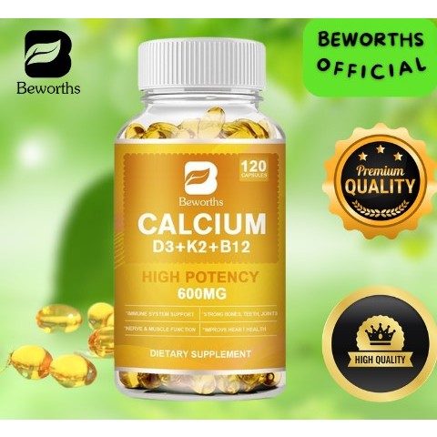 Jual BEWORTHS 4-in-1 Calcium 600 Mg with Vitamin D3 K2 B12 Capsules for Bone Strength Immune ...