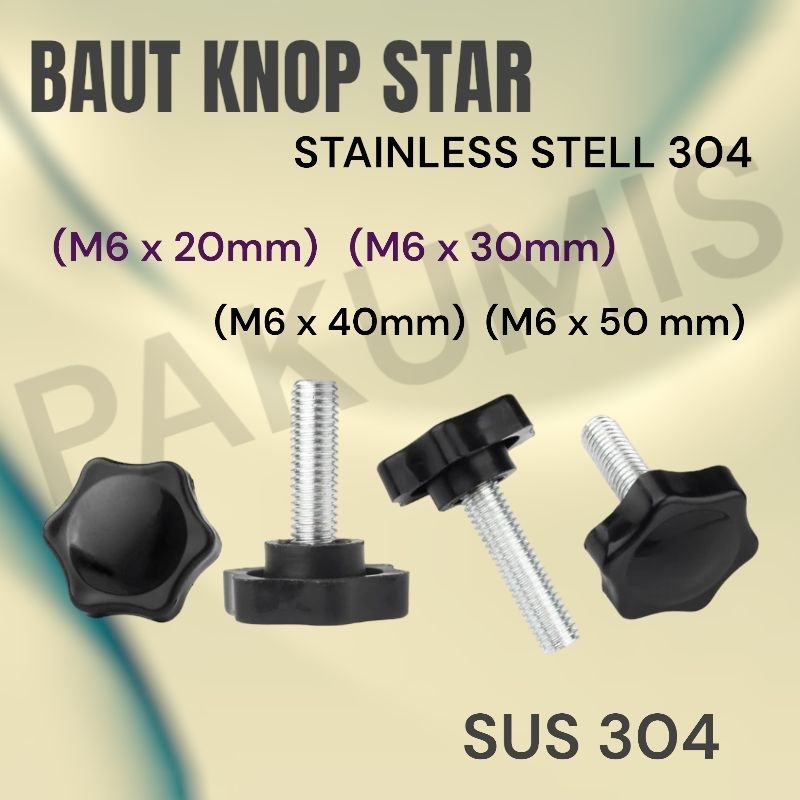 Jual Baut Knop Star M6 Stainless 304 SUS 304 | Shopee Indonesia