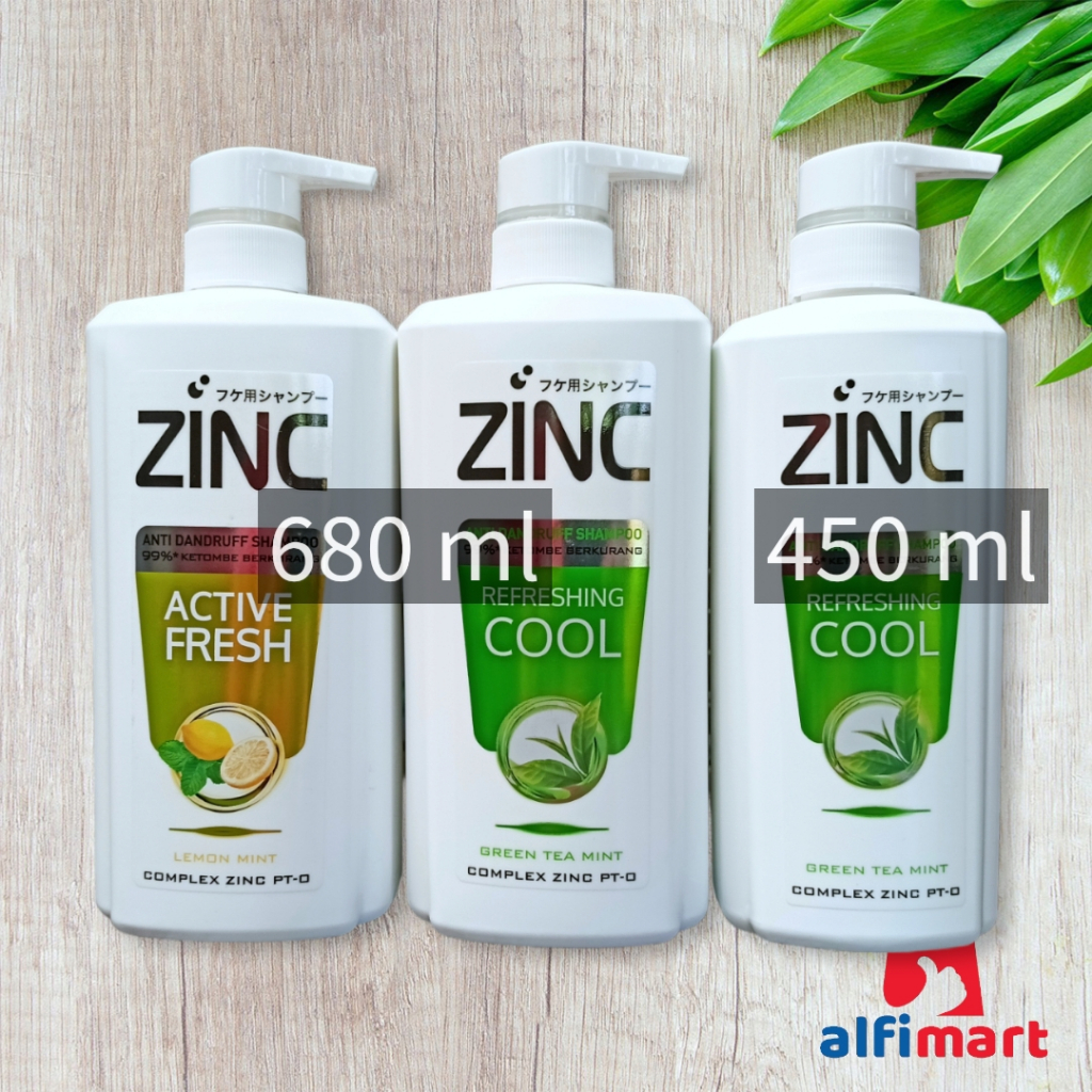 Jual Shampoo ZINC 450ml 680ml kemasan pump / Shampo ZINC Active Fresh ...