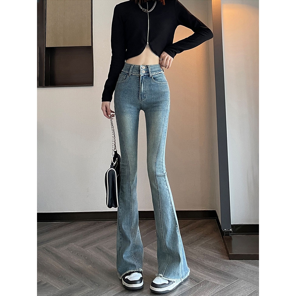 Jual Celana Jeans Cutbray Wanita Highwaist Stretch Kekinian Style Korean Stretch Flare Jeans ...