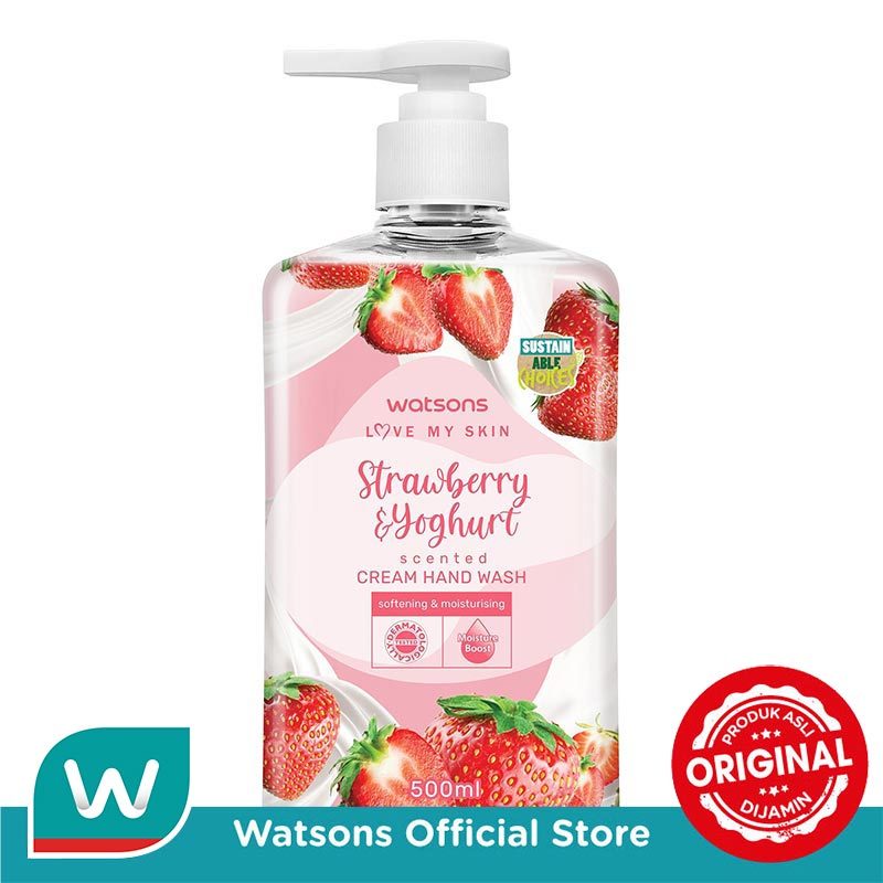 Jual Watsons Strawberry & Yoghurt Scented Cream Hand Wash 500ml ...