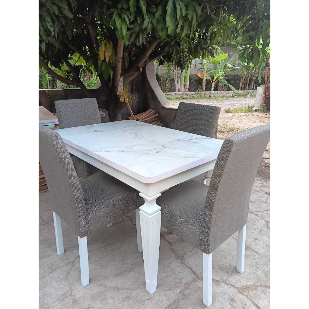 Jual MEJA MAKAN KAYU TOP MEJA HPL 4 KURSI | Shopee Indonesia