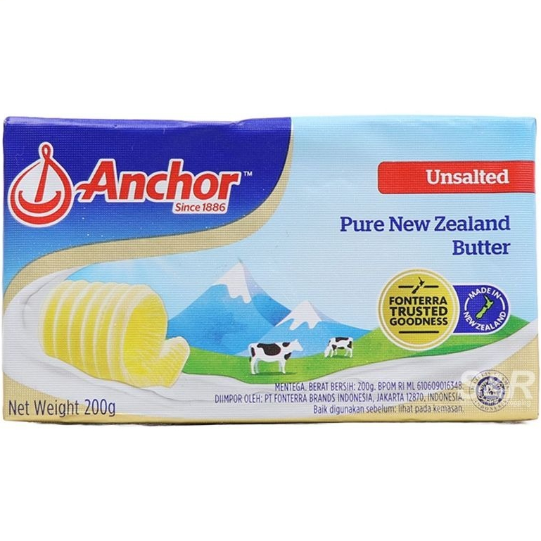 Jual Anchor Unsalted Butter 200gr Pure New Zealand Butter | Shopee ...