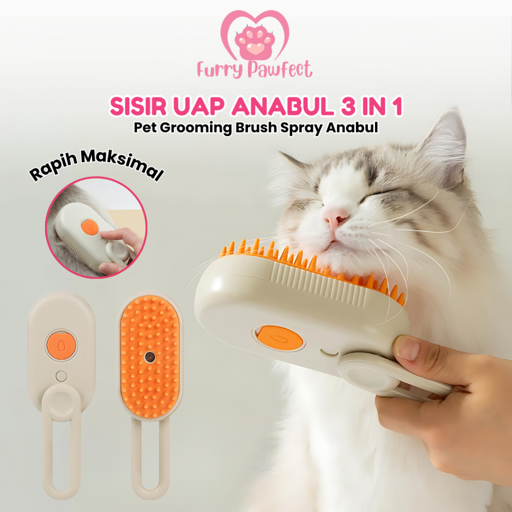 Jual Sisir Uap Kucing 3 in 1 - Pet Grooming Brush Spray - Steams Brush ...