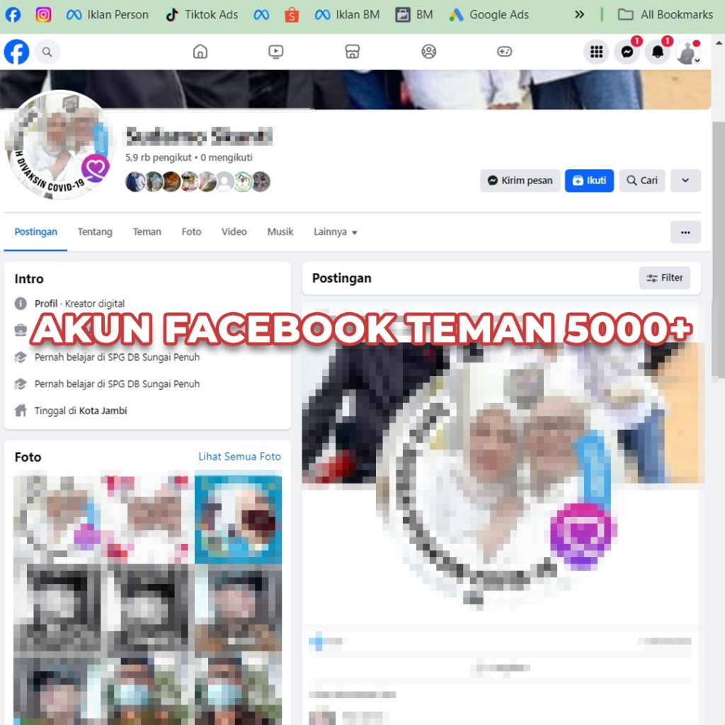 Jual Akun Facebook Teman 5000 Keatas 2fa On Data Aman | Shopee Indonesia