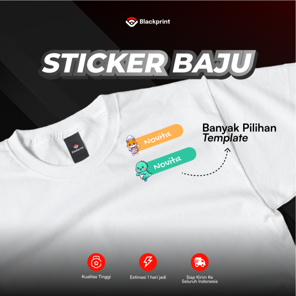 Jual Label Baju Anak/ Nametag Anak/ Stiker nama baju/ DTF Sablon ...