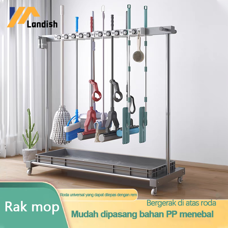 Jual ⭐Ready⭐Rak mop Rak pel Stainless Steel Movable Mop Sink Rack 67*50 ...