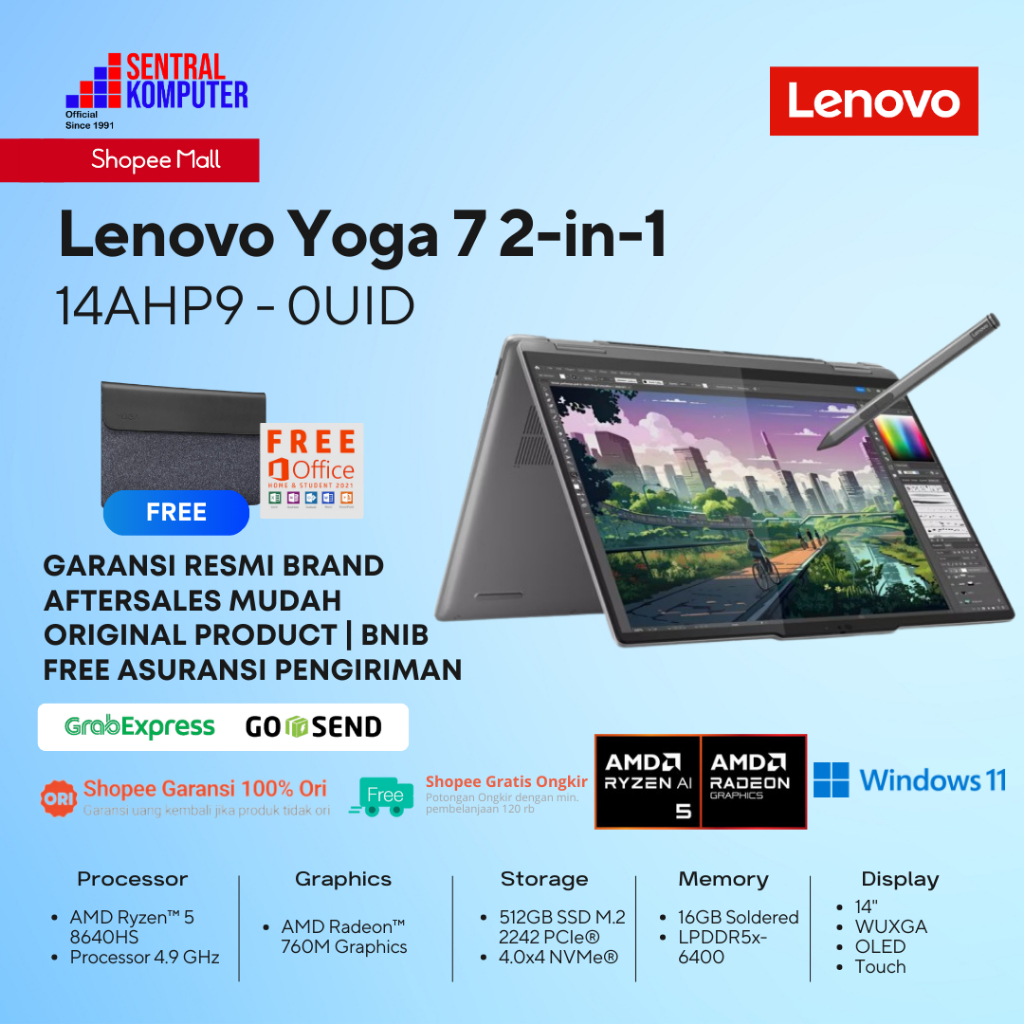 Jual Lenovo Yoga 7 2 in 1 14AHP9 OLED RYZEN 5 8640hs 16GB 512GB 14" WUXGA | Shopee Indonesia