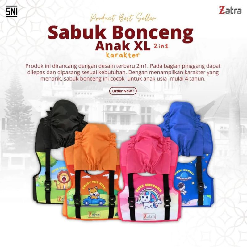 Jual Sabuk Bonceng Anak Zatra Dengan Topi dan Celana Pengaman Boncengan ...