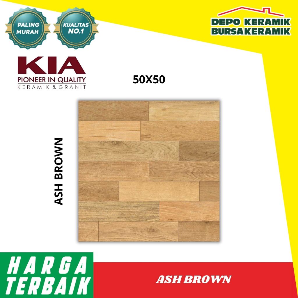 Jual Keramik Motif Kayu 50X50 ASH BROWN -KIA- Matt&Wood | Shopee Indonesia