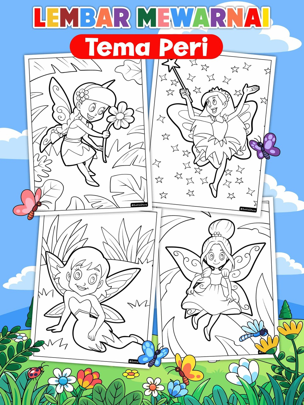 Jual Lembar mewarnai/coloring book Tema Peri/Fairy Tale | Kertas ...