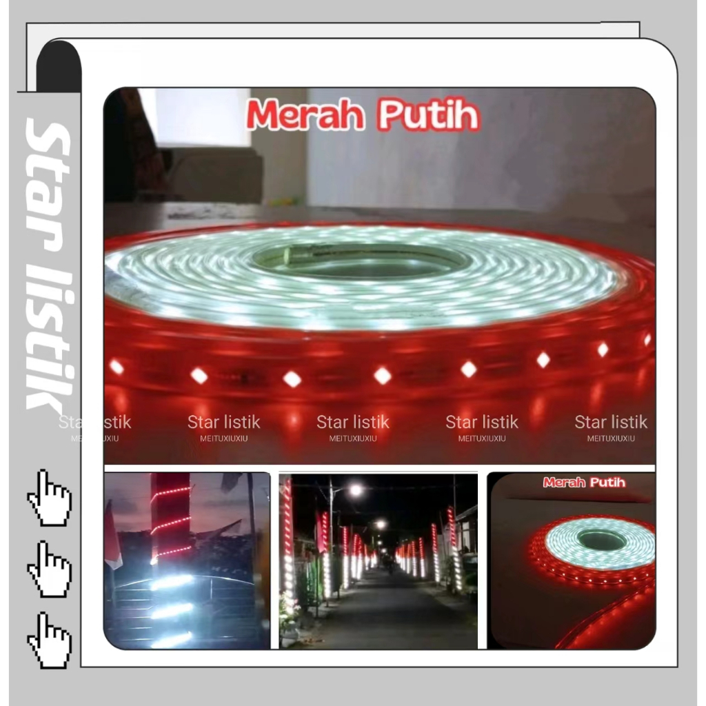 Jual LAMPU LED STRIP 5050 MERAH PUTIH PANJANG 4 METER 6METER 8METER ...