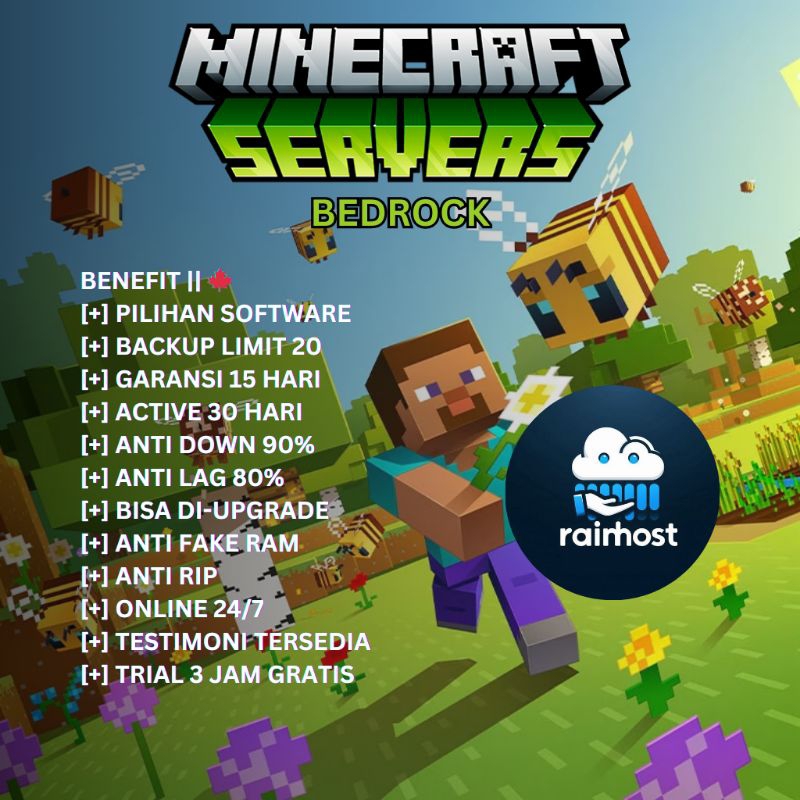 Jual MINECRAFT SERVER BEDROCK - Online 24 Jam Unlimited Member Bisa ...