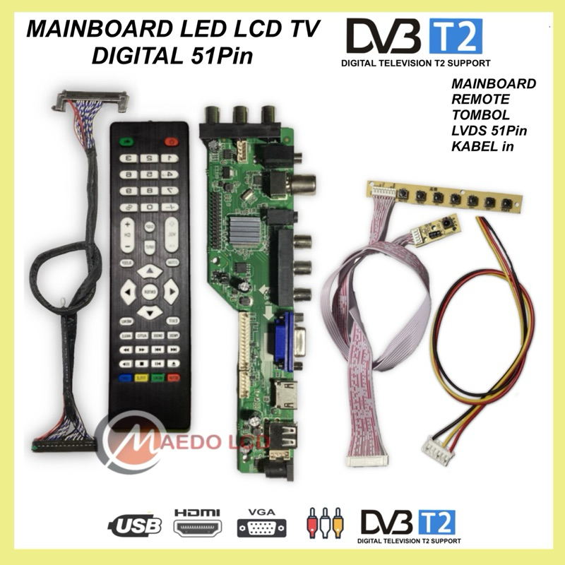 Jual Universal LED LCD TV Board Digital DVB T2 LVDS 51pin /Mainboard TV ...