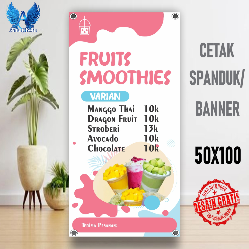 Jual Cetak Banner Cetak Spanduk FRUITS SMOOTHIES REQUEST. | Shopee ...