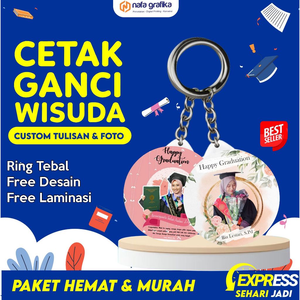 Jual (SEHARI JADI) GANTUNGAN KUNCI PIN GRADUATION CUSTOM HADIAH WISUDA ...