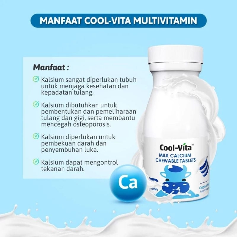 Jual Coolvita Milk Calcium Chewable Kalsium 30 Tablet Kunyah Peninggi ...