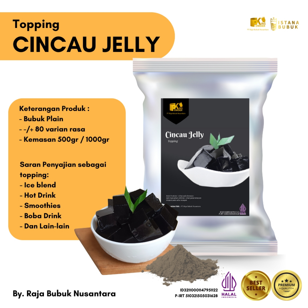 Jual Topping Powder Cincau Jelly, Bubuk cincau hitam 1kg/Bubuk Topping Cincau Untuk Minuman 1Kg ...
