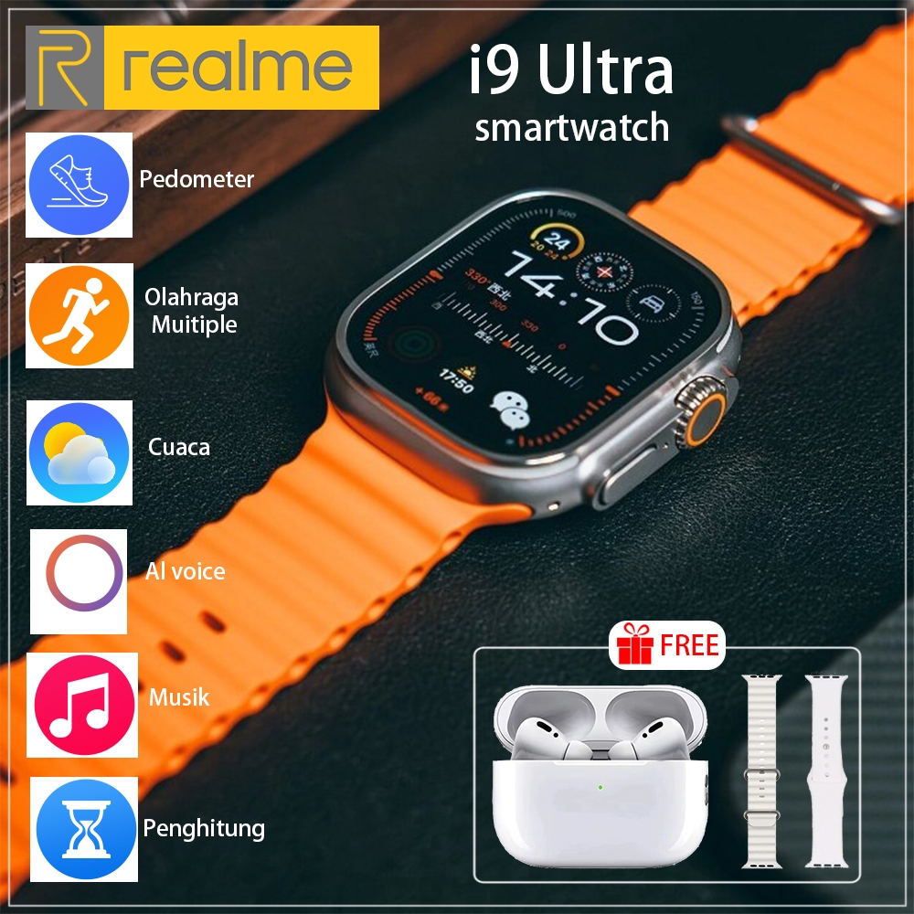 Jual [Realme]Jam smartwatch i9 Ultra Smart Watch 2.3 inci Jam Tangan 3 ...