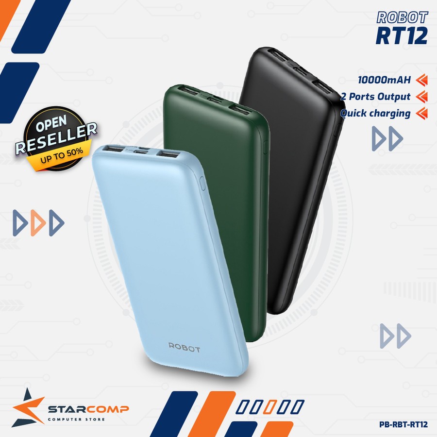 Jual Robot RT12 Powerbank 10000 mAh Type C Micro USB Slim Dual Input ...