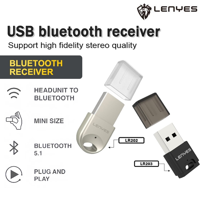 Jual LENYES Bluetooth Receiver USB Wireless Adapter 5.1 untuk Speaker Mobil Dvd LR202 LR203 ...