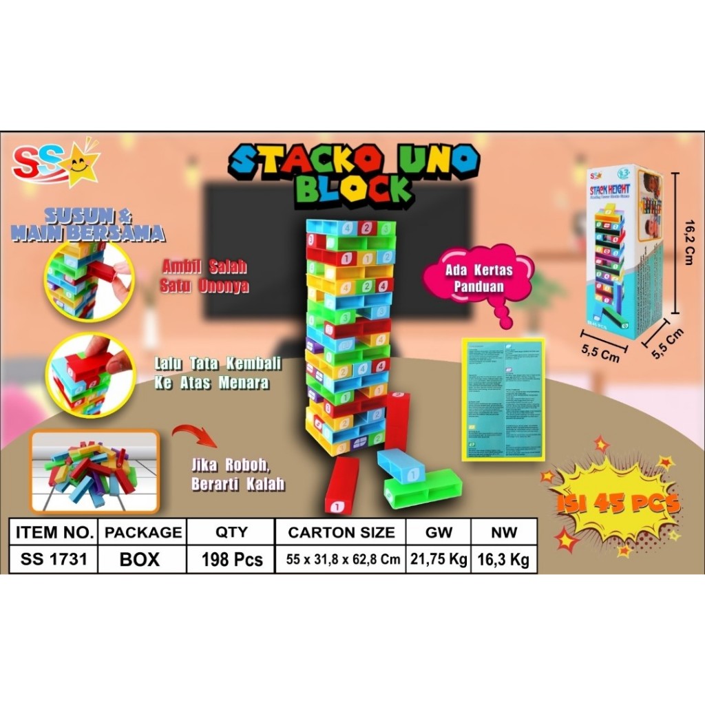 Jual MAINAN STACKO HEIGHT BALOK SUSUN / STACKO SUSUN TOWER MINI ...