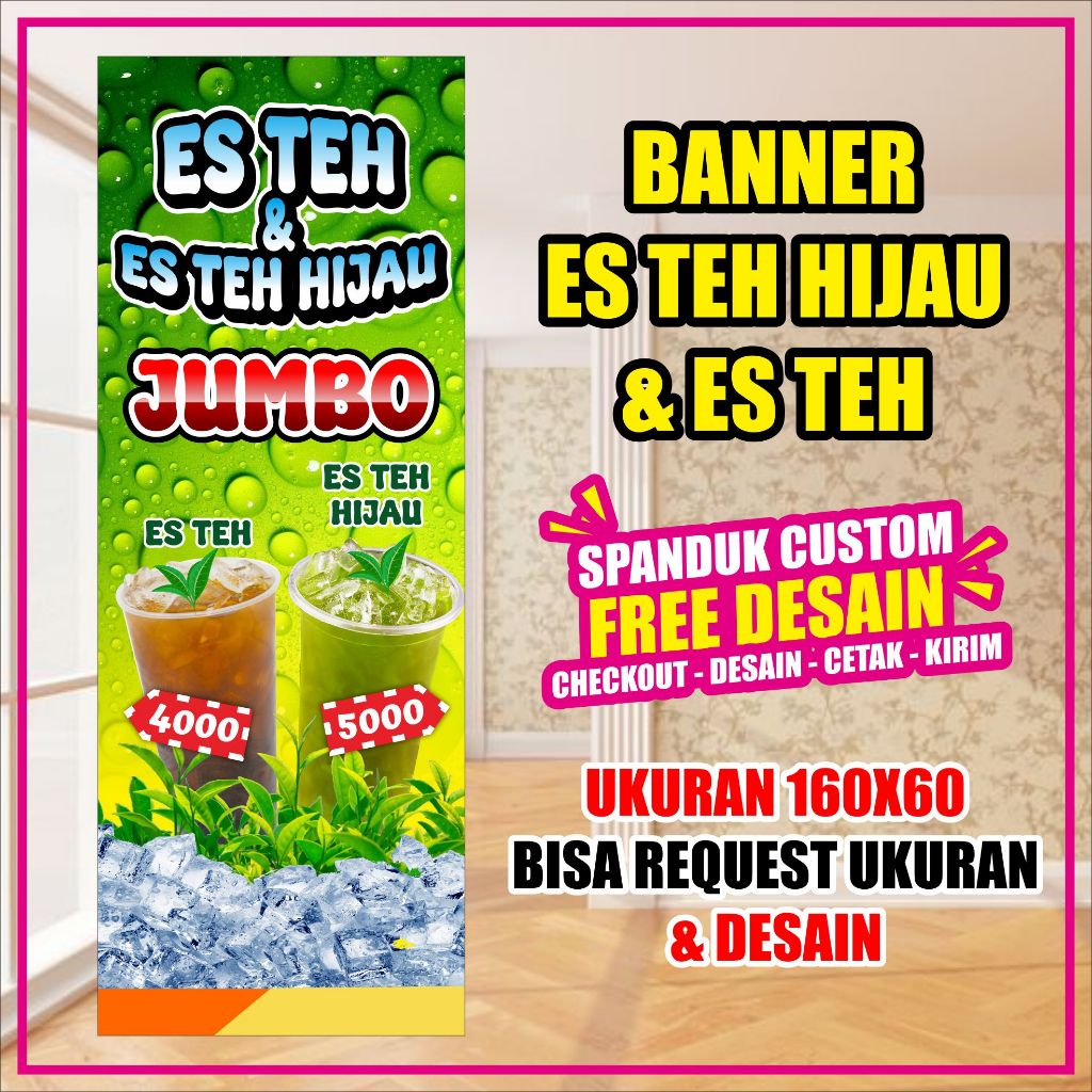 Jual SPANDUK/BANNER/BACKDROP MINUMAN ES TEH&ES TEH HIJAU UKURAN 160x60 ...
