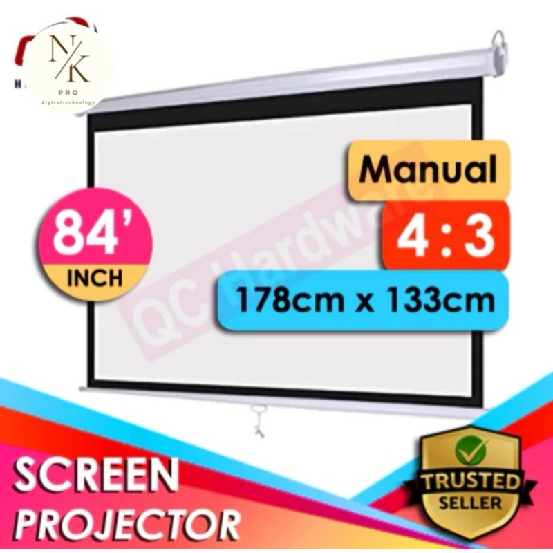 Jual Layar proyektor manual 84 inch / screen proyektor manual 84inch ...