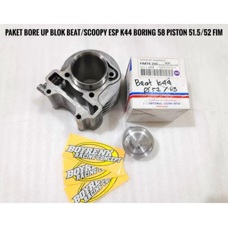 Jual PAKET BORE UP BLOK BEAT /SCOOPY ESP K44 LINER /BORING LUAR 58M 61M ...