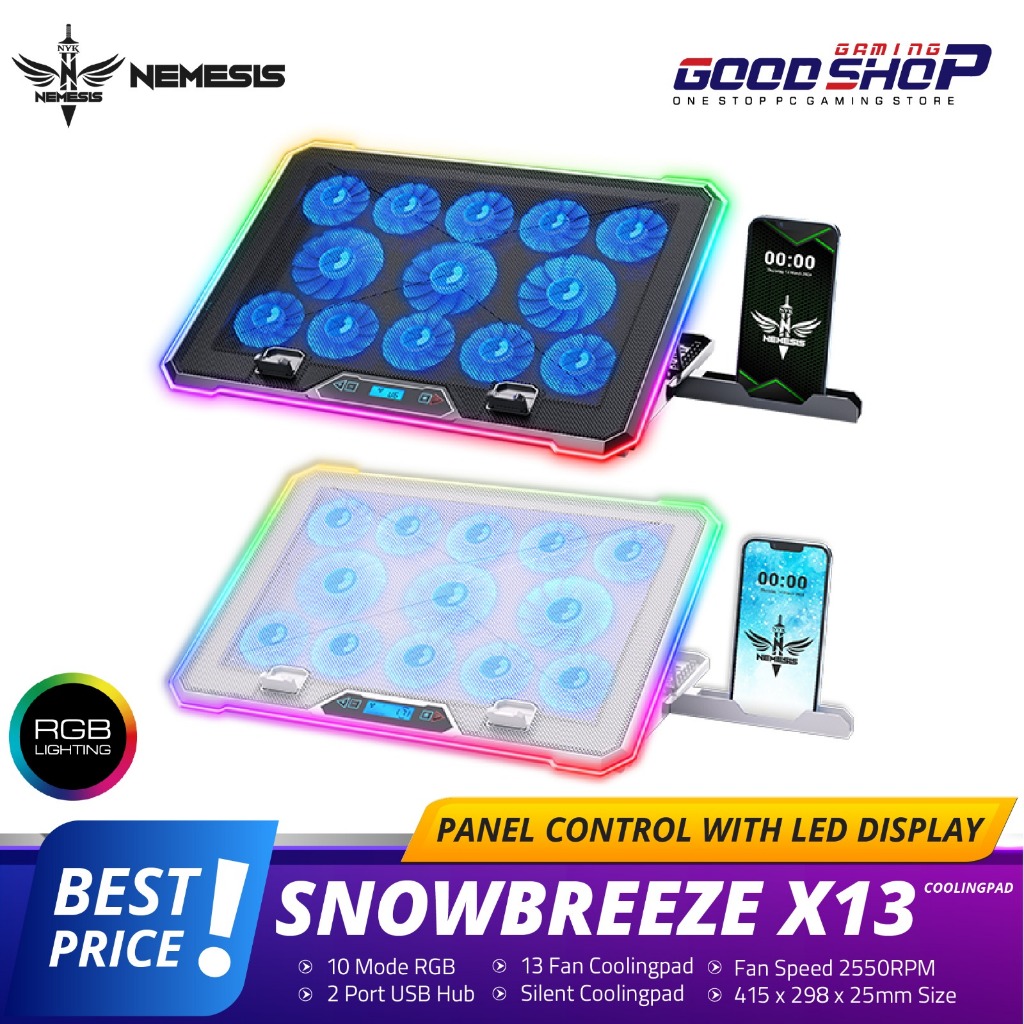 Jual Coolingpad 13 FAN RGB with Digital Display NYK Nemesis SNOWBREEZE ...
