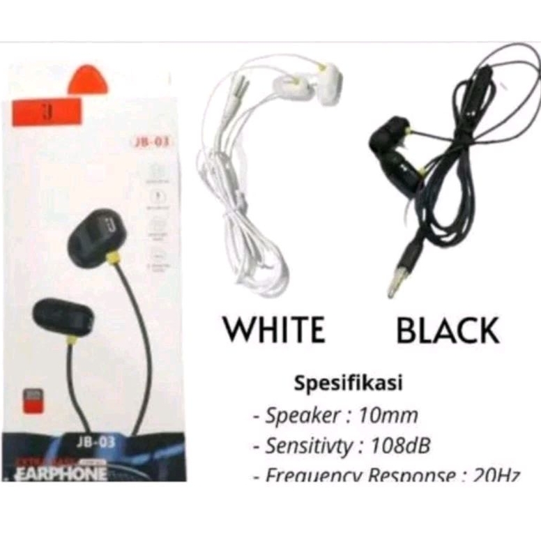 Jual Classic Wire Earphone Extra Bass JBL + Mic (NEW) | Shopee Indonesia