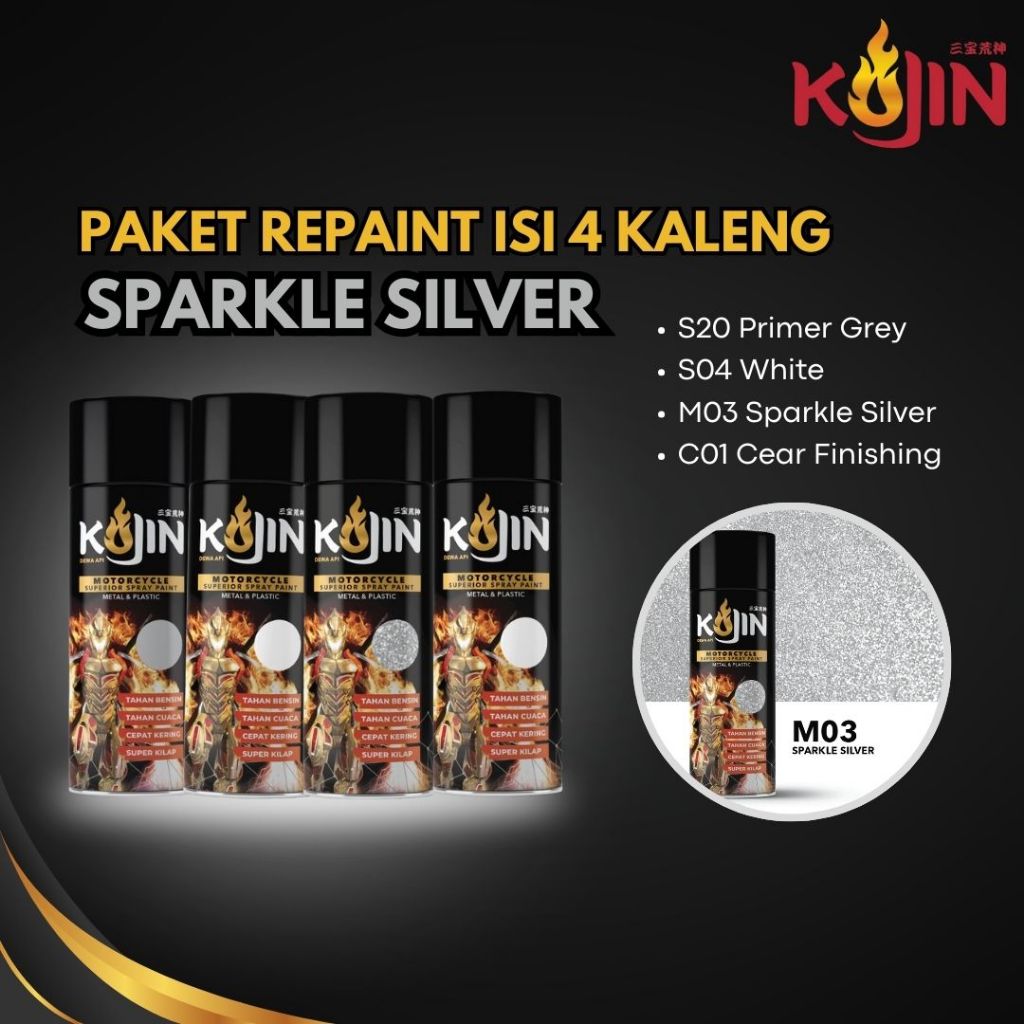 Jual Paket Cat Repaint Sparkle Silver / Kojin Spray Cat Semprot / Cat ...