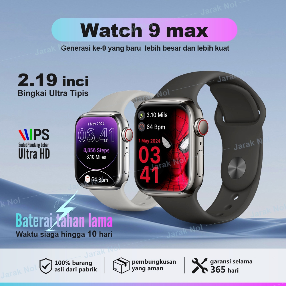 Jual |COD 100%Ori| New SmartWatch 9 Max pria tahan air Jam Pintar ...