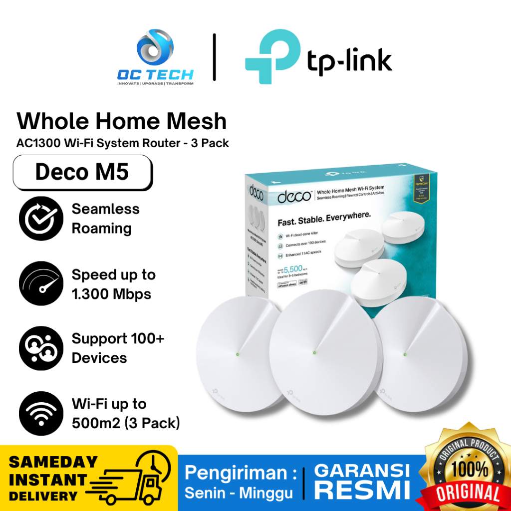 Jual Router TP-Link Deco M5 AC1300 Whole Home Mesh Wi-Fi System Router ...