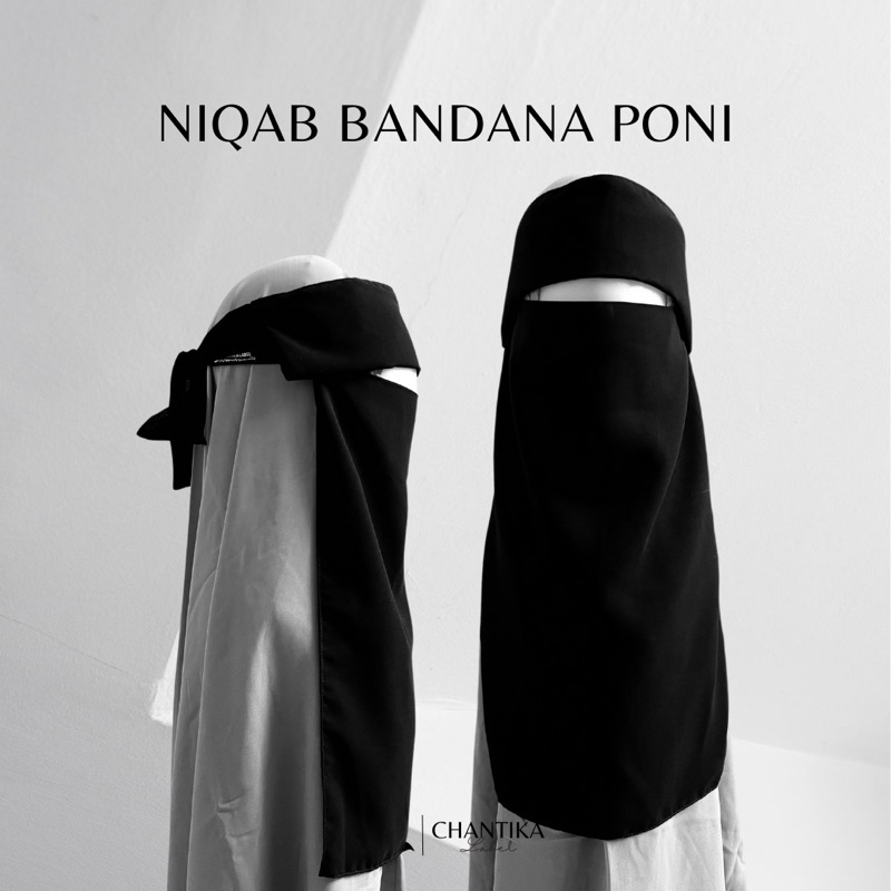 Jual Niqab Cadar Bandana Poni by Chantika Label | siffon silky jetblack ...