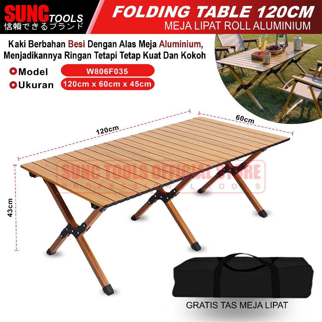 Jual SUNC TOOLS Meja Camping Piknik Meja Lipat Folding Outdoor Roll ...