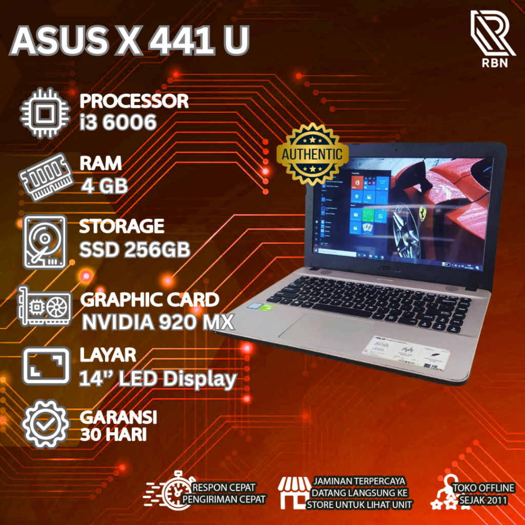 Jual Laptop ASUS X 441 U i3 6006U RAM 4 GB SSD 256 GB Second Original ...