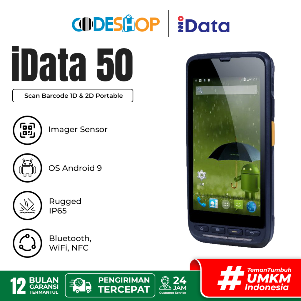 Jual iData 50 Scanner Barcode Mobile Android 2 Dimensi Imager PDT ...