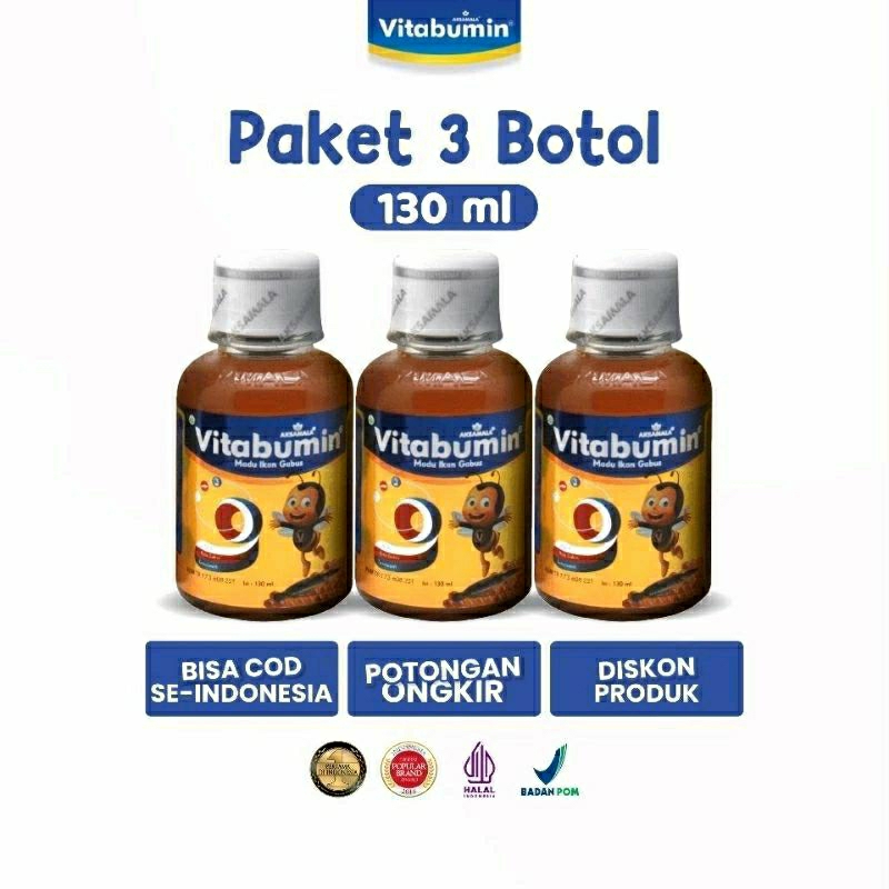 Jual PAKET HEMAT 3 BOTOL Vitabumin Madu Penambah Nafsu Makan 130ml | Shopee Indonesia