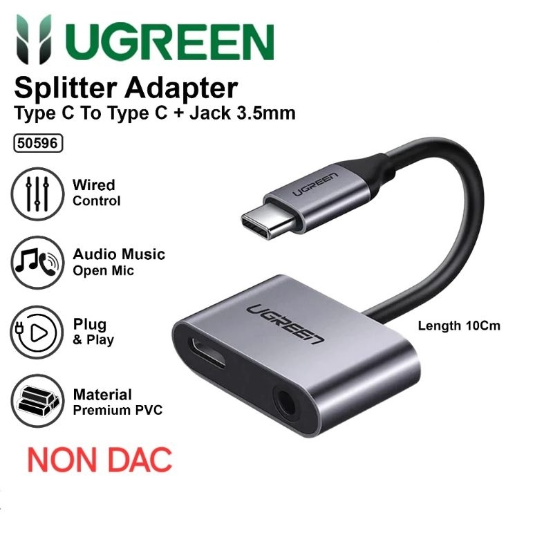 Jual UGREEN 2 in 1 Audio Adapter USB-C to 3.5mm with Charging Splitter ...